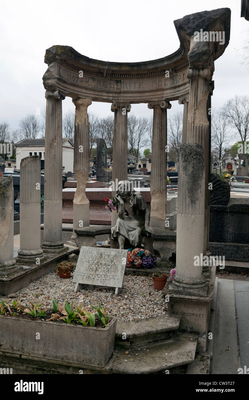 Tomb of young girl, featuring scultpure and Greek/Doric columns, Pere ...