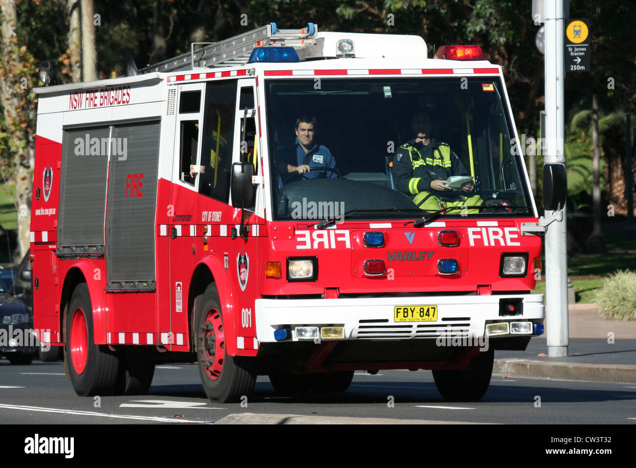 A New South Wales Fire Brigade vehicle on its way to attending an Stock ...