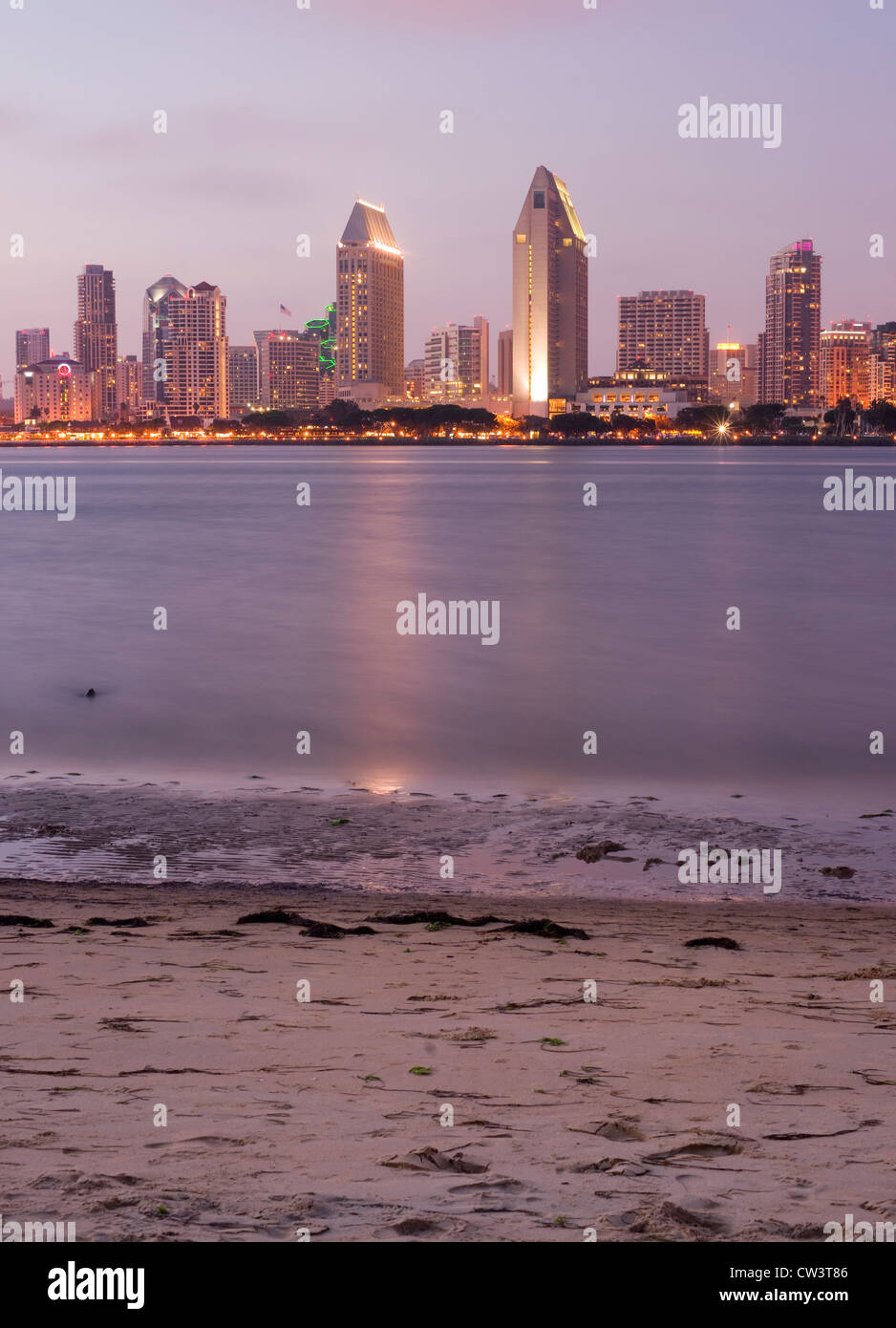 San Diego Skyline from Coronado late at night Stock Photo - Alamy
