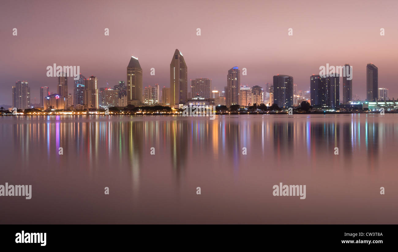 San Diego Skyline from Coronado late at night Stock Photo - Alamy