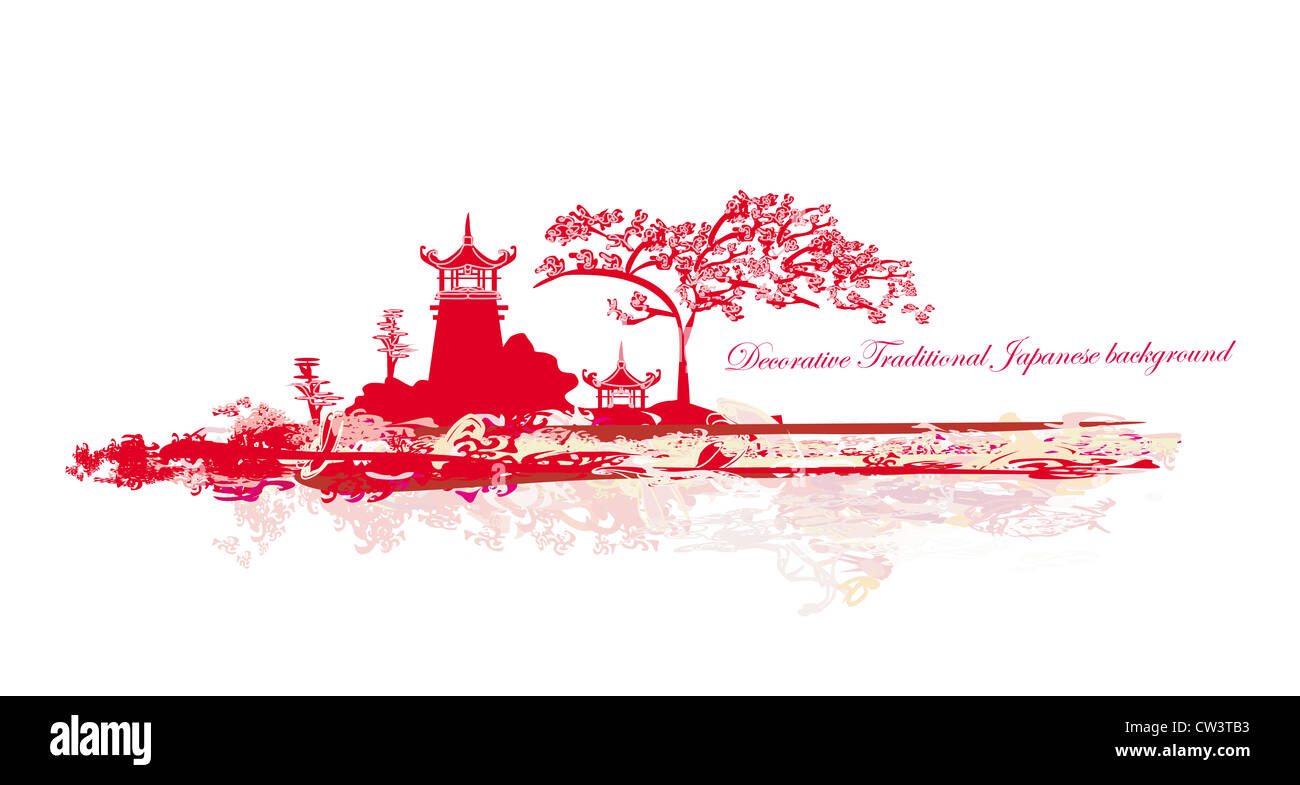 old paper with Asian Landscape Stock Photo - Alamy