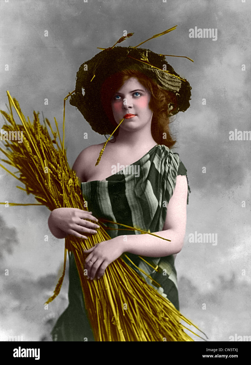 Woman with ears of corn Stock Photo - Alamy