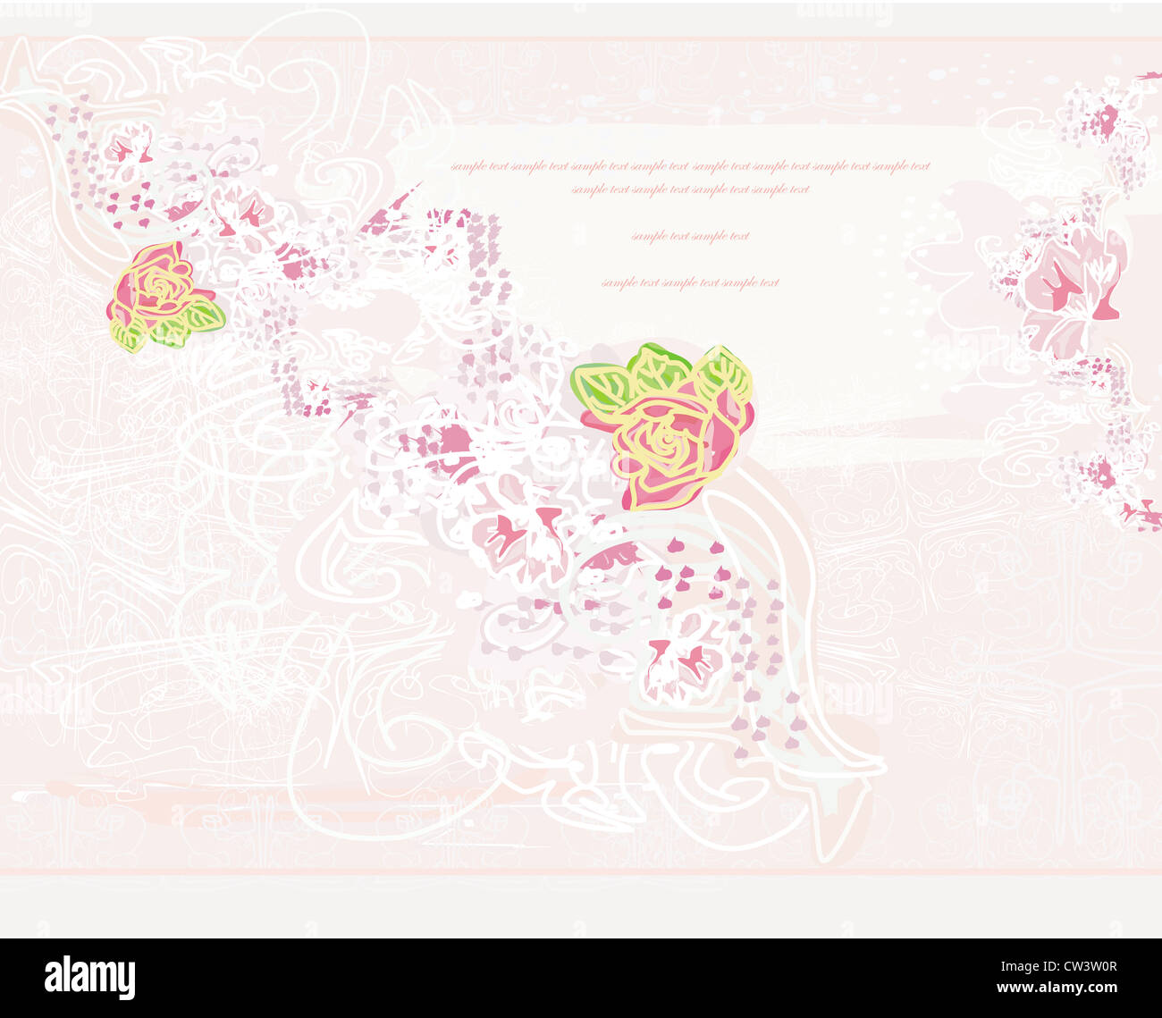 romantic flower background invitation card Stock Photo - Alamy