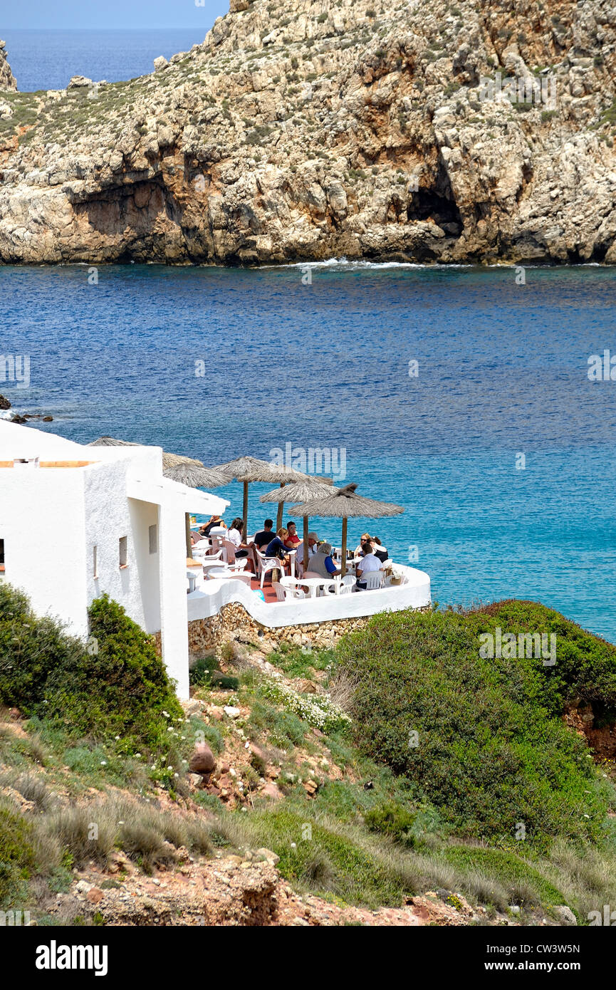bar and restaurant in cala morell menorca spain Stock Photo - Alamy