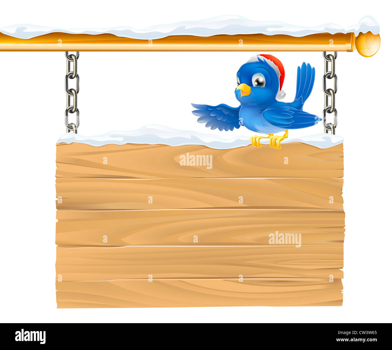 Bluebird Christmas sign illustration. A cute bluebird wearing a Santa ...