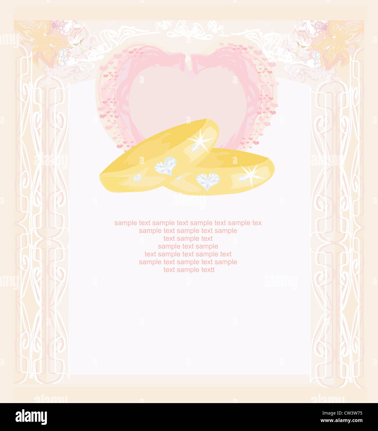 wedding Invitation card with rings Stock Photo - Alamy