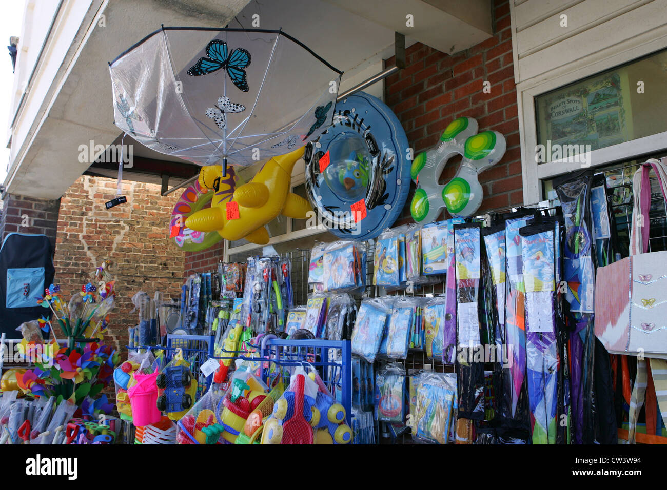shop front selling buckets and spades, fishing tackle and other seaside ...