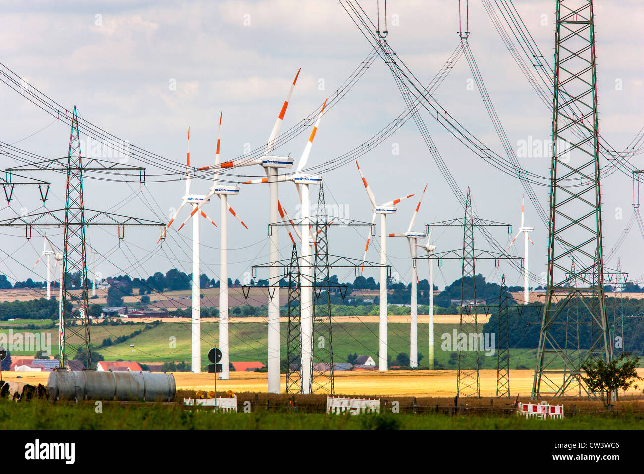 Wind turbines, wind power park, alternative energy production. Meerhof ...
