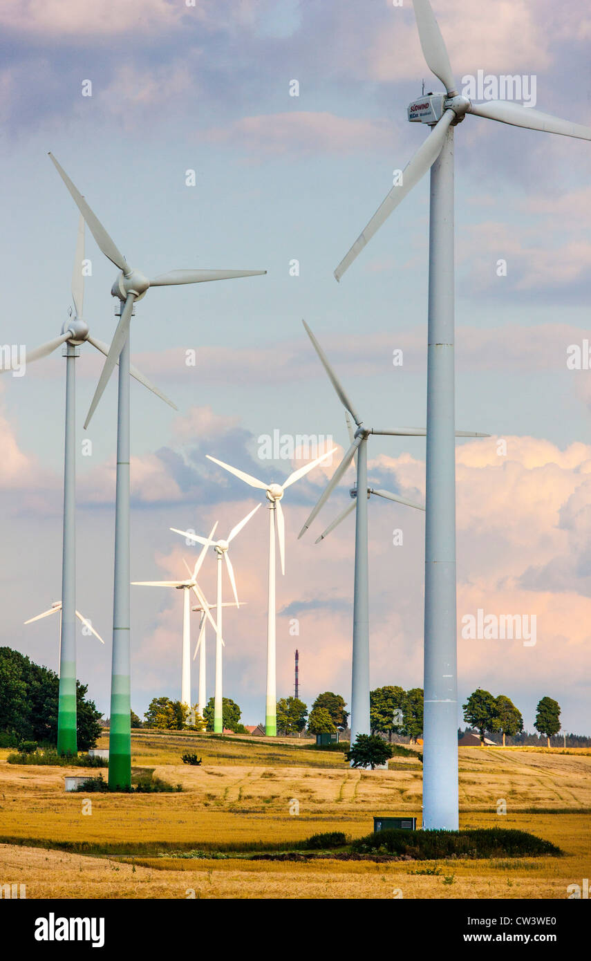 Wind turbines, wind power park, alternative energy production. Meerhof ...
