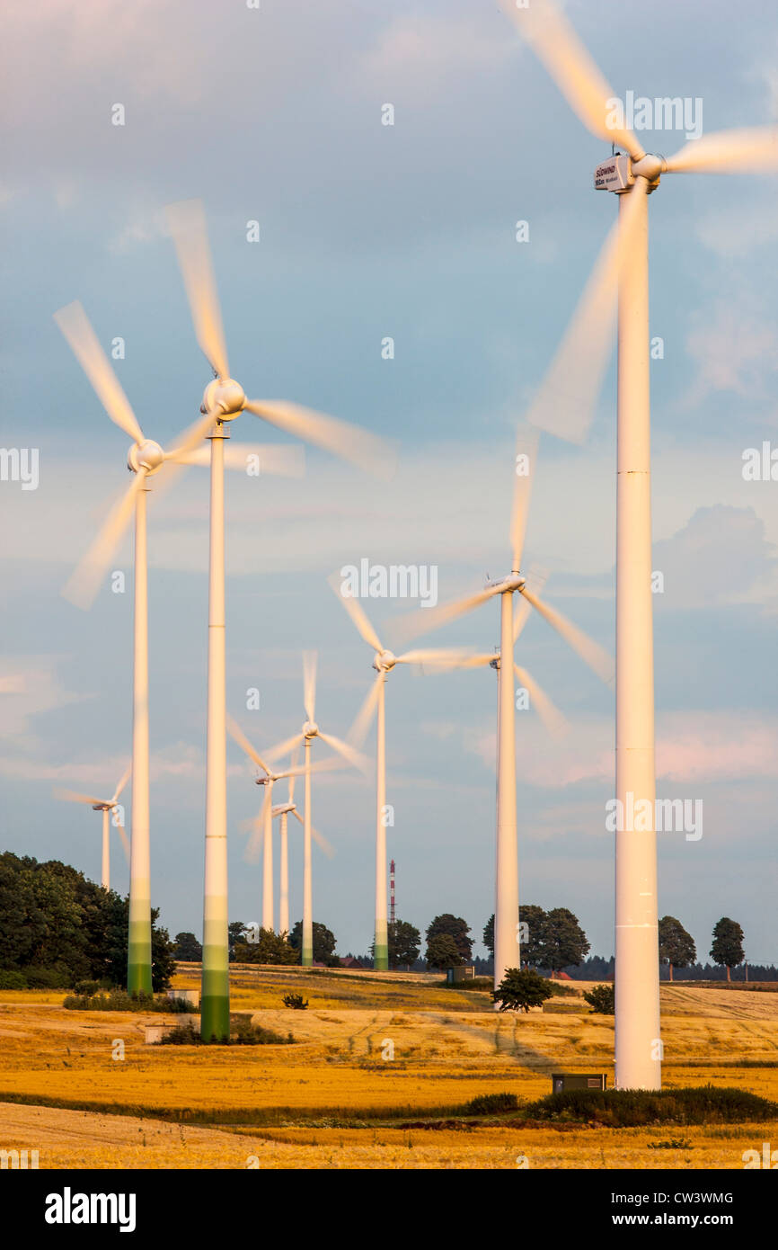 Wind turbines, wind power park, alternative energy production. Meerhof ...
