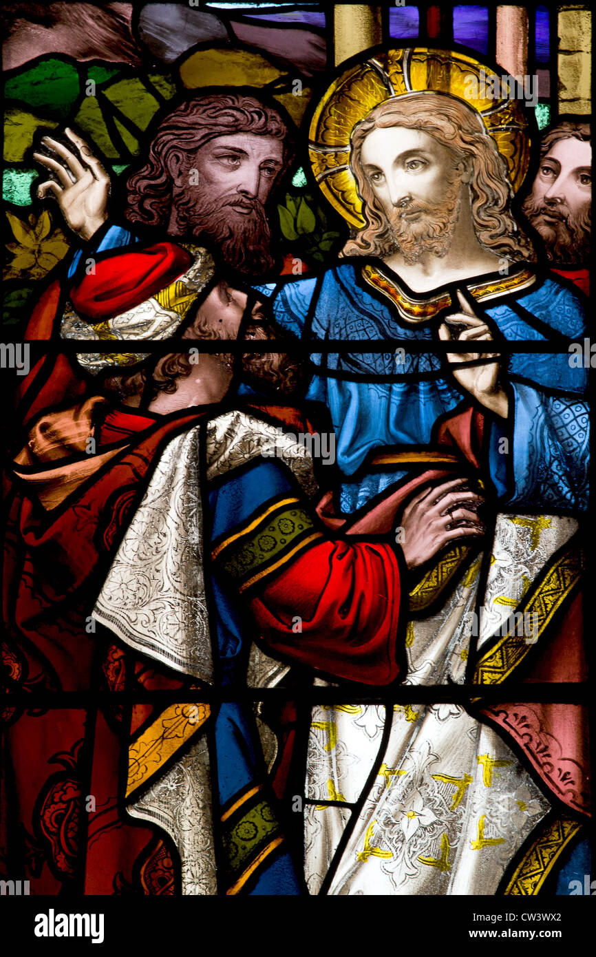 Stain Glass Window showing Jesus Christ Stock Photo - Alamy