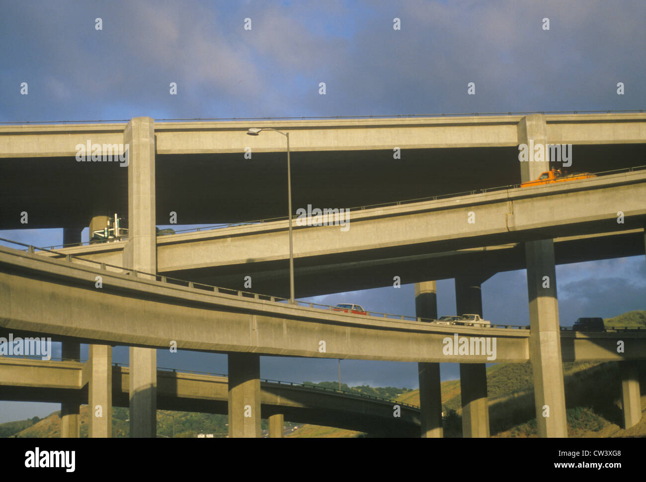 Multi-level freeway overpass, Highway 10, Los Angeles, California Stock ...