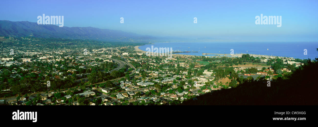 Panoramic aerial view of Santa Barbara California and Pacific Ocean ...