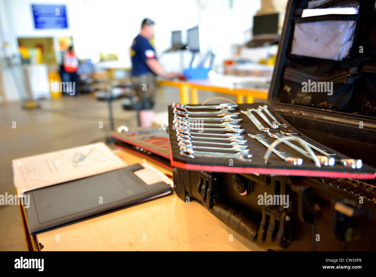 The mechanic tool box is on the table Stock Photo - Alamy