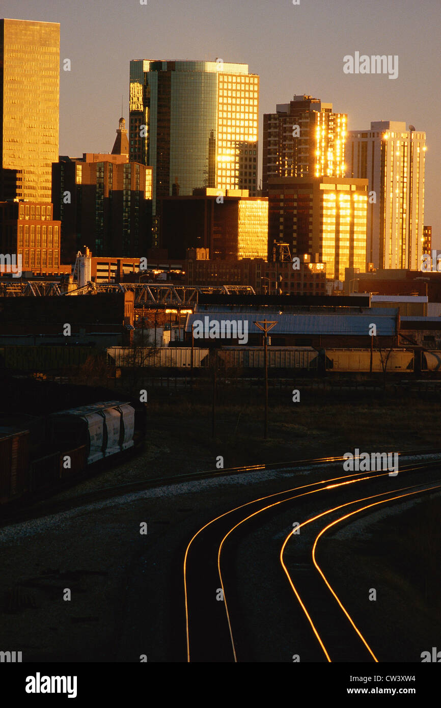 Skyline of Denver, Colorado at sunset Stock Photo - Alamy