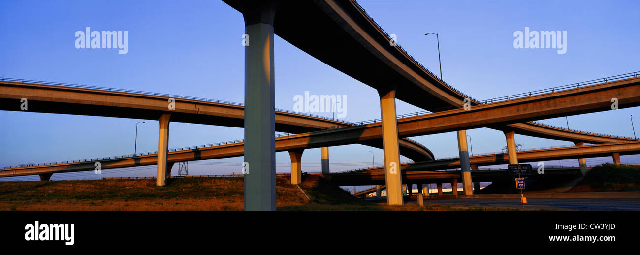 This freeway overpass intersection. It Interstate 10 & 15 in Southern ...