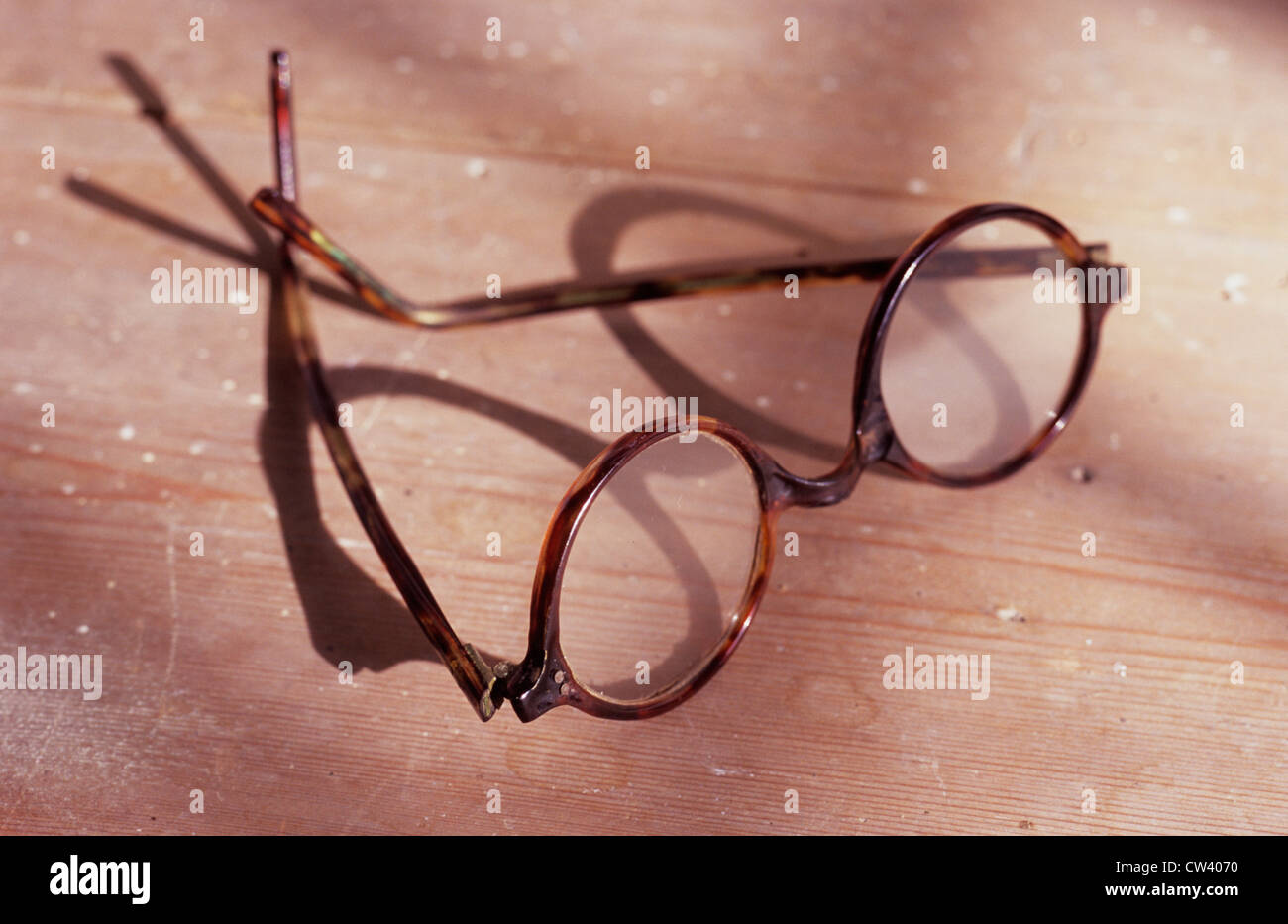 UK, England, Norfolk, Pair of 1930s reading glasses with tortoiseshell ...