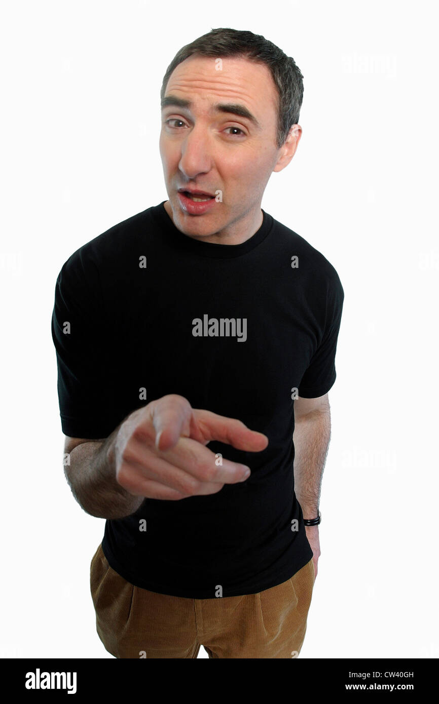 Portrait of a young man pointing forward Stock Photo - Alamy