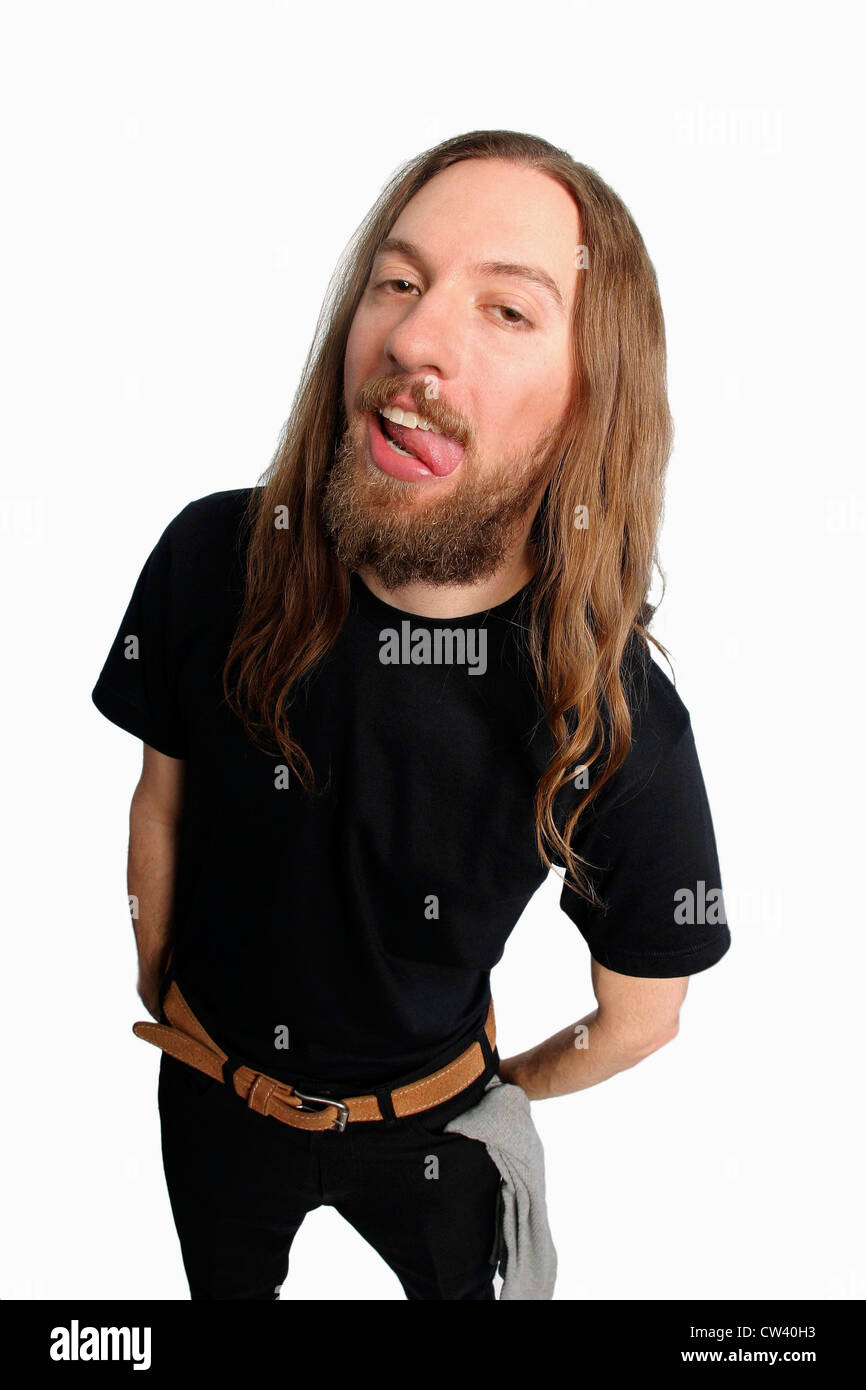 Portrait of a young man making a face Stock Photo - Alamy