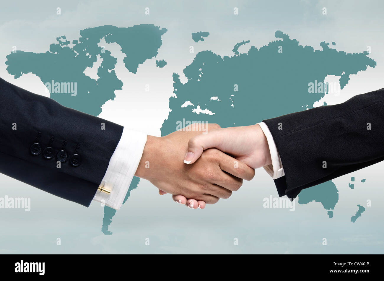 Handshake business map hi-res stock photography and images - Alamy