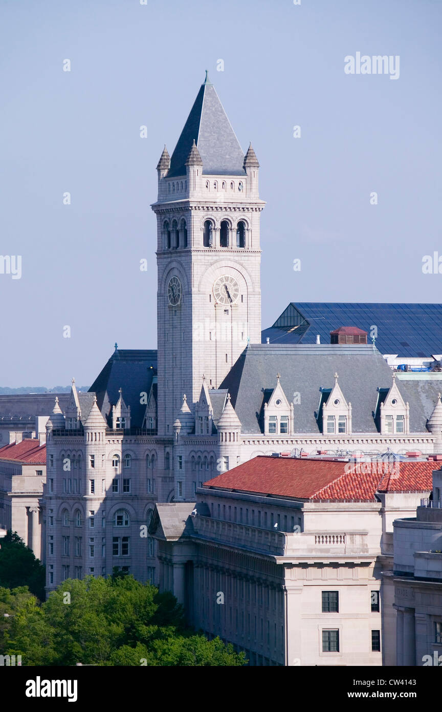 Elevated view of historic Old Post Office tower in Washington D.C Stock ...