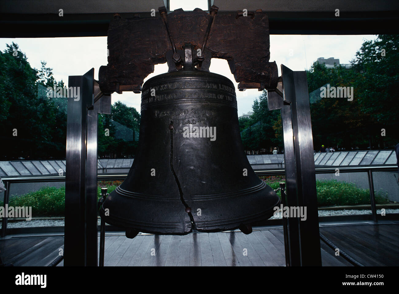 This is the famous Liberty Bell with the crack shown on the left side ...