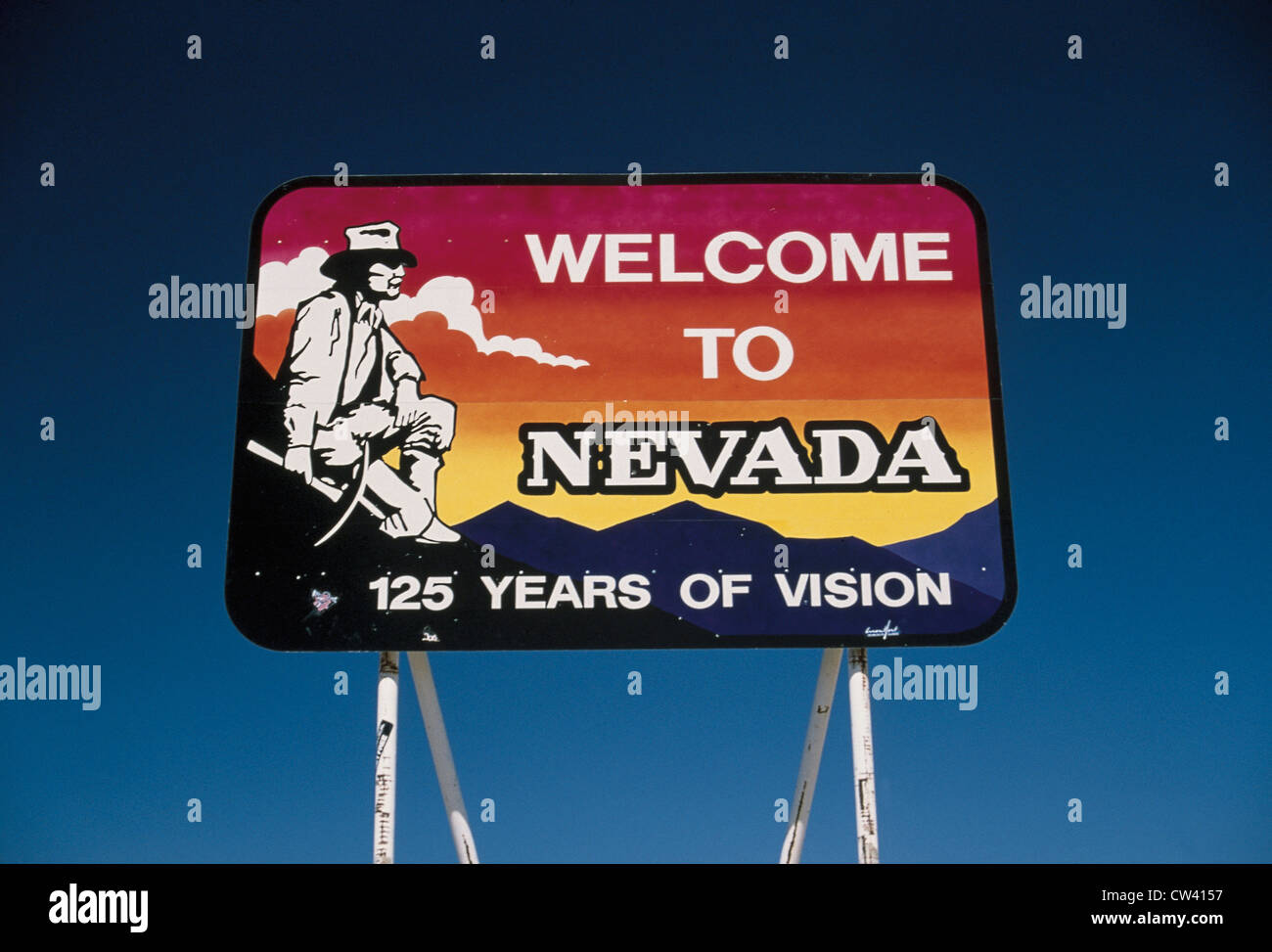 This road sign that says Welcome to Nevada 125 years Vision. It located ...