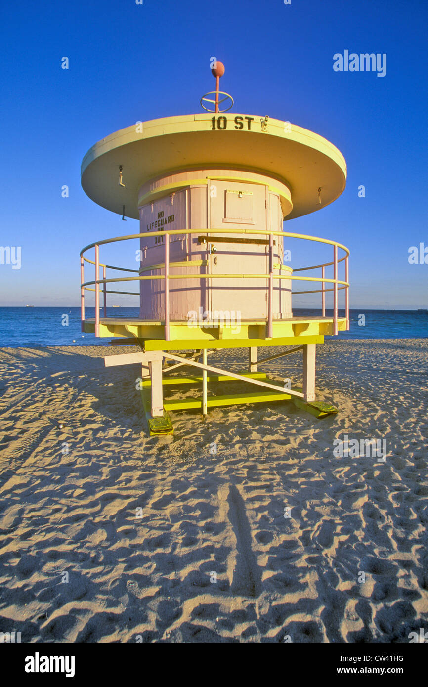 Art deco style lifeguard house on south beach, Miami Beach, Florida ...