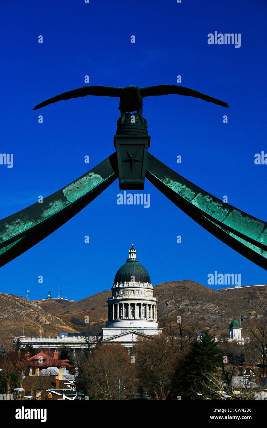 This State Capitol building with eagle gate above it. It was taken from ...