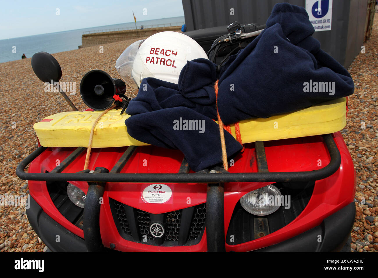 Beach Patrol uniform and hat pictured on a lifeguards 4x4 on Brighton ...