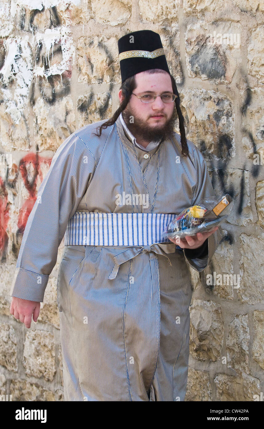 Ultra Orthodox man during Purim in Mea Shearim Jerusalem Stock Photo ...
