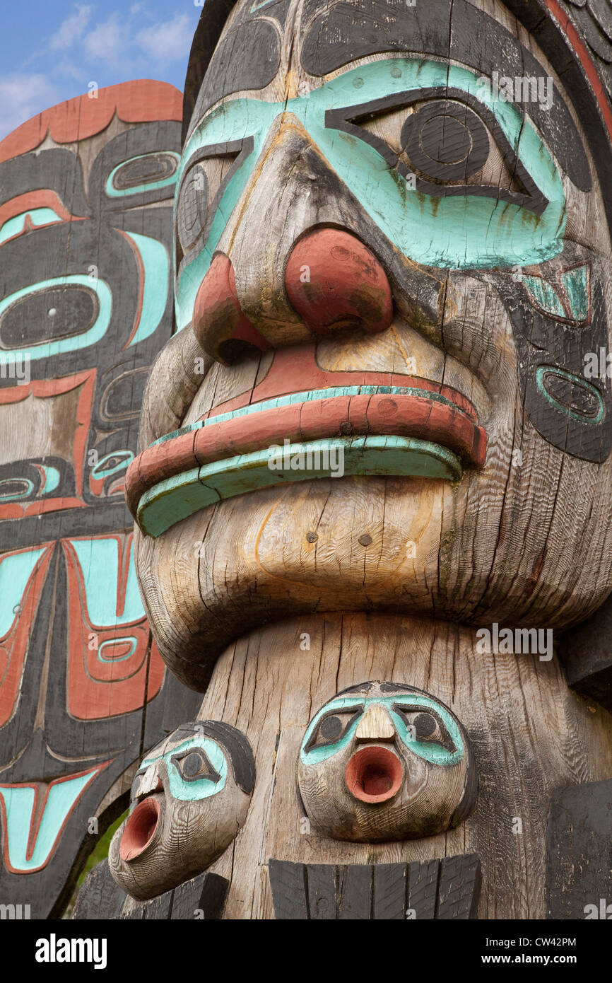 Close-up of a totem pole, Ketchikan, Alaska, USA Stock Photo - Alamy