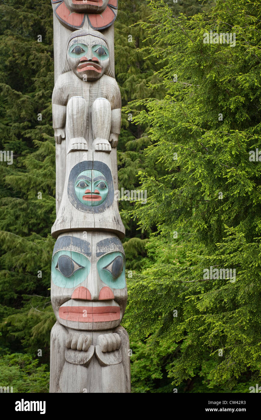 Close-up of a totem pole, Ketchikan, Alaska, USA Stock Photo - Alamy