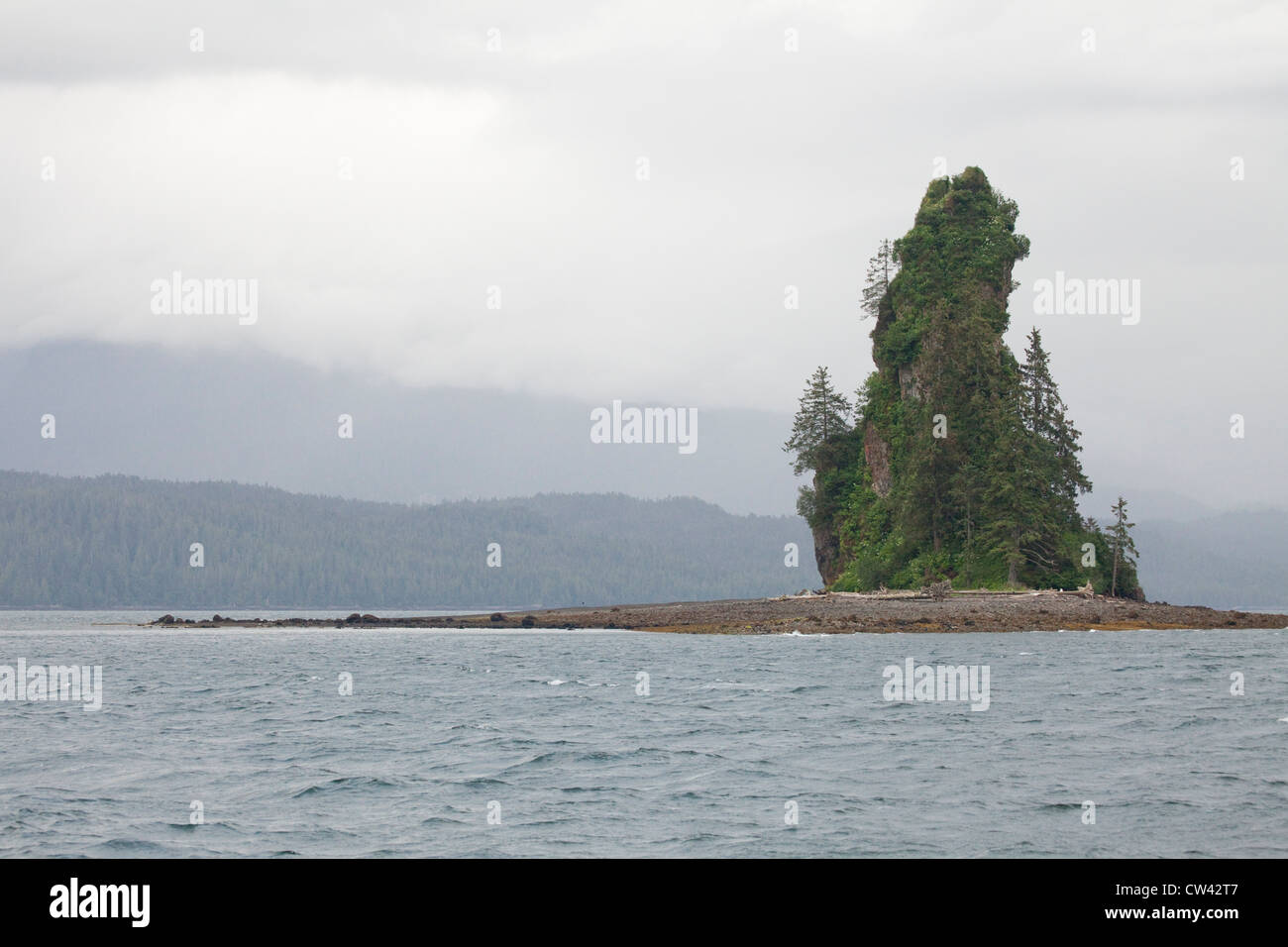Rock on an island, Eddystone Rock, Behm Canal, Misty Fjord National ...