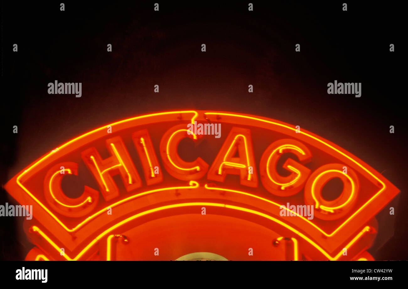 Chicago Neon Sign, Chicago, Illinois Stock Photo - Alamy