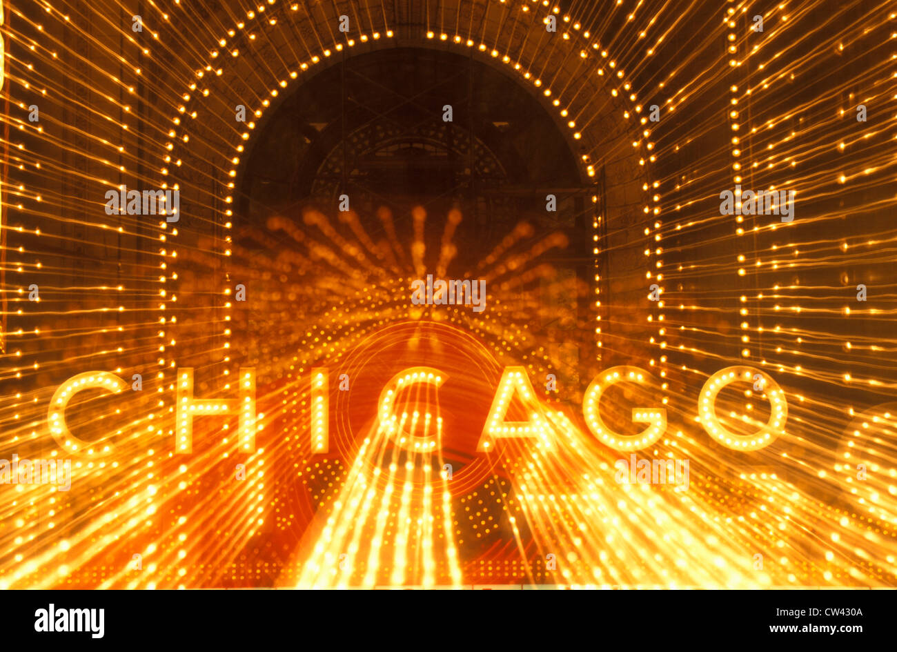 Detail of Neon Sign on Chicago Theater, Chicago, Illinois Stock Photo ...