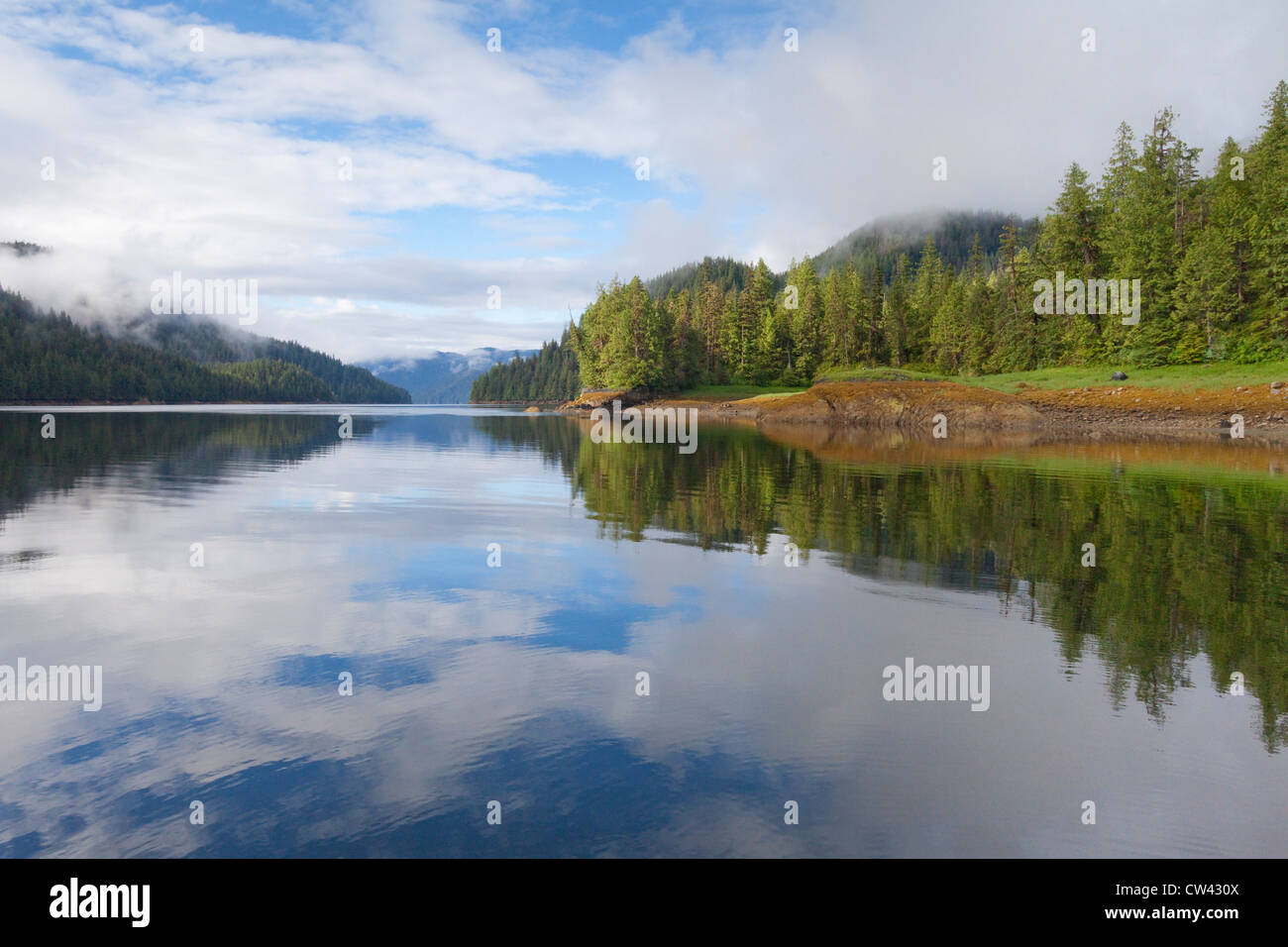 Reflection of clouds in water, Bailey Bay Hot Springs, Ketchikan ...