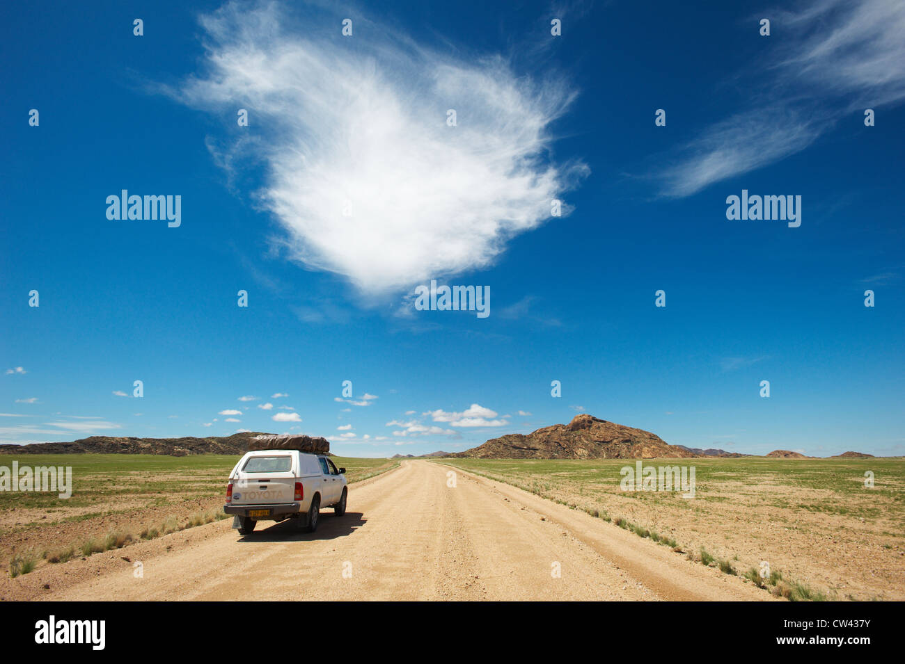4WD on gravel road near Ganab, south of Tumansberg, Namibia Stock Photo ...