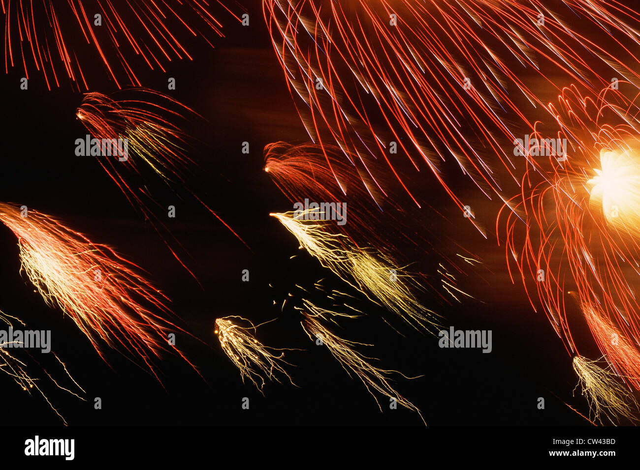 Exploding fireworks in sky Stock Photo - Alamy