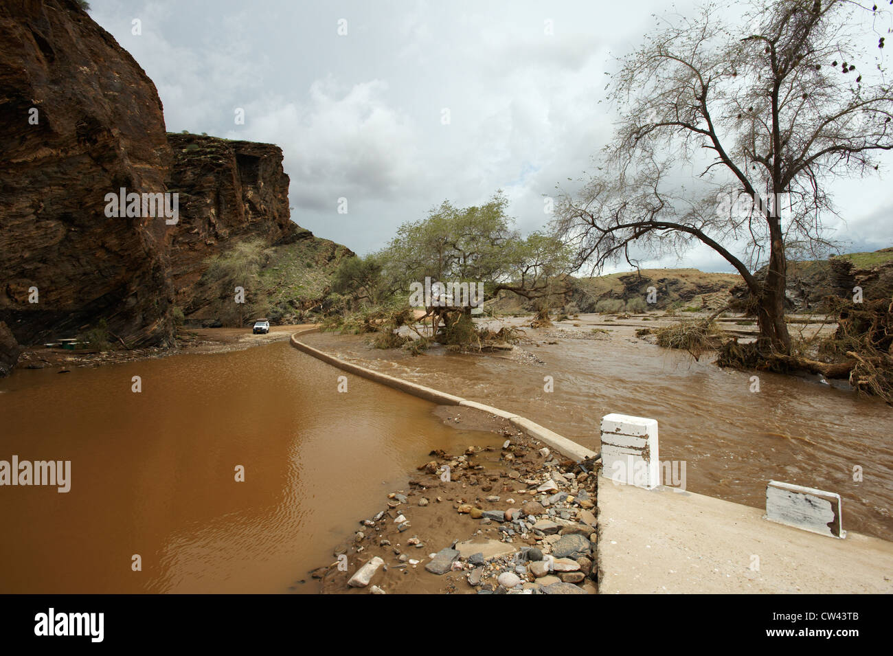Floods in February 2011 result in collapsed bridge over Gaub River on ...