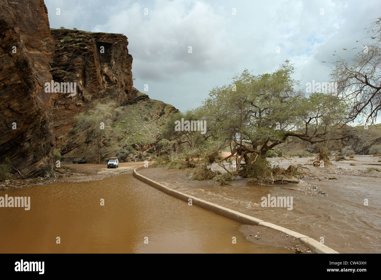Floods in February 2011 result in collapsed bridge over Gaub River on ...