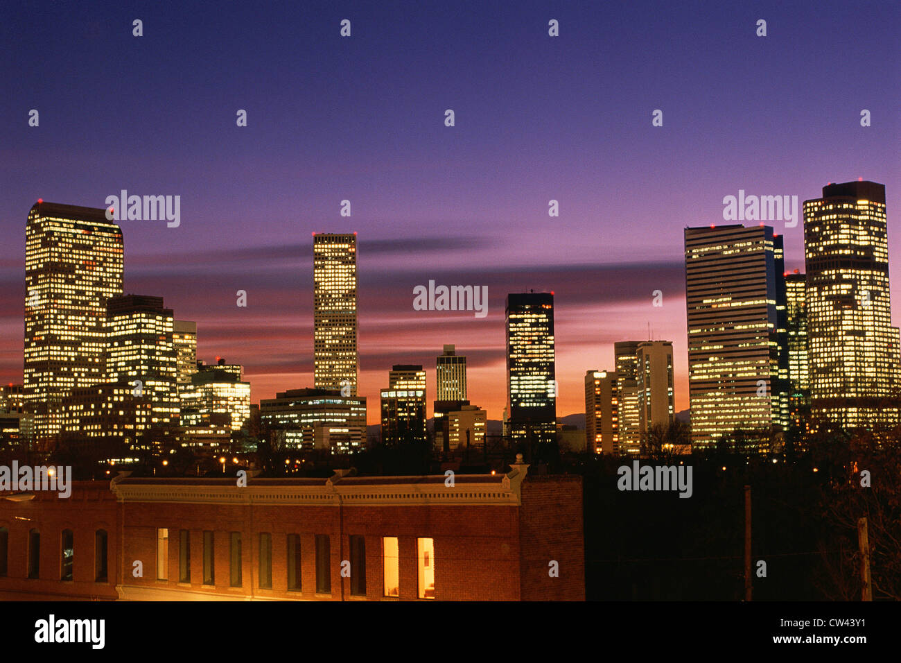 Dusk falling on Denver, CO Stock Photo - Alamy