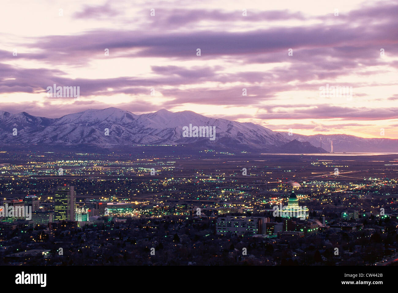 Aerial salt lake city night hi-res stock photography and images - Alamy