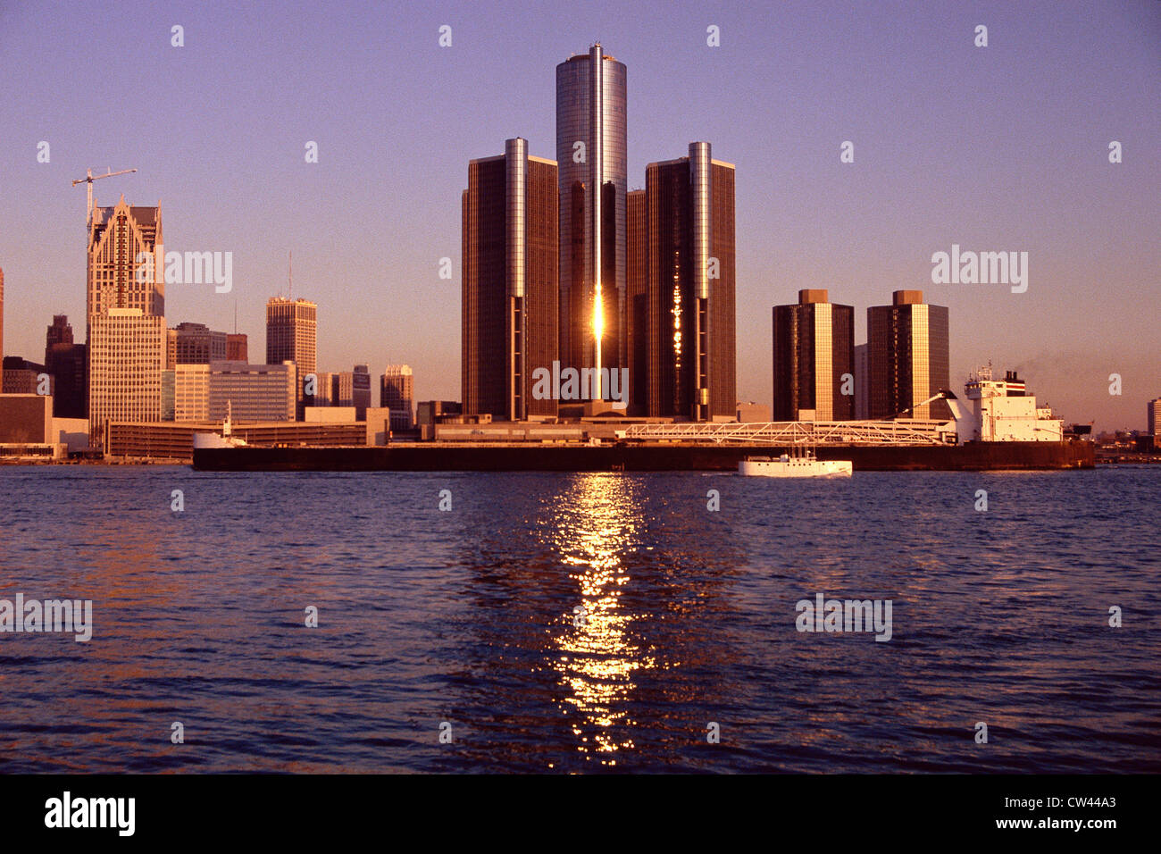 Skyscrapers by the water in Detroit Stock Photo - Alamy