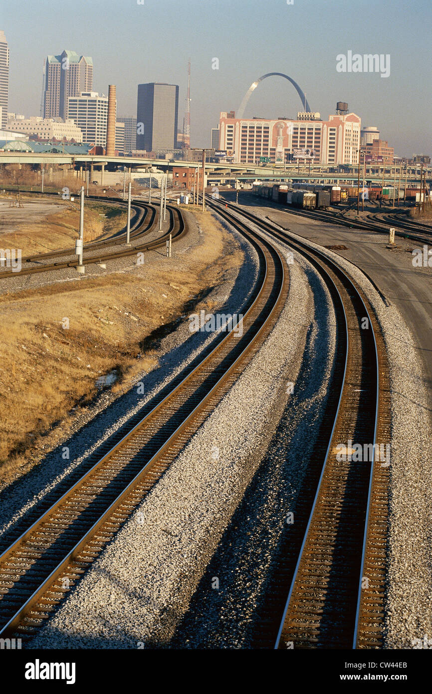 Train tracks in St. Louis Stock Photo - Alamy