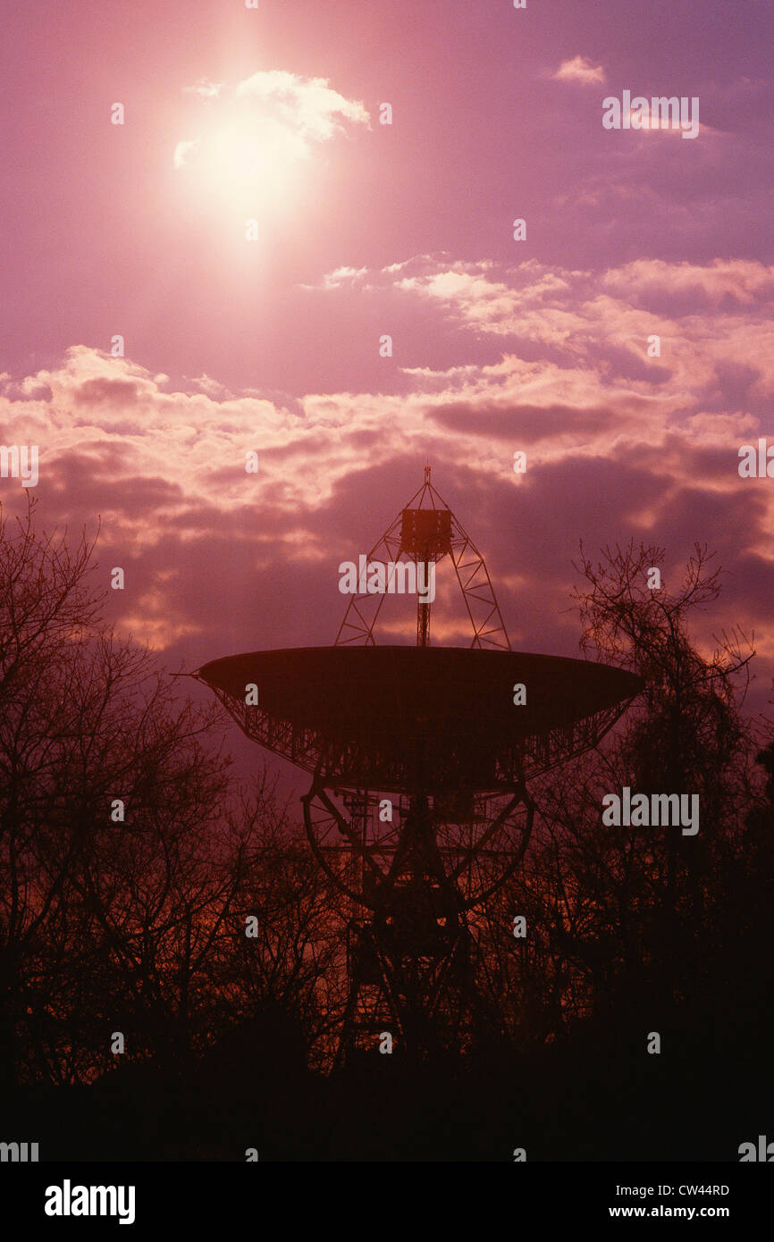 VLA Very Large Array radio telescope dishes against purple sky Stock ...