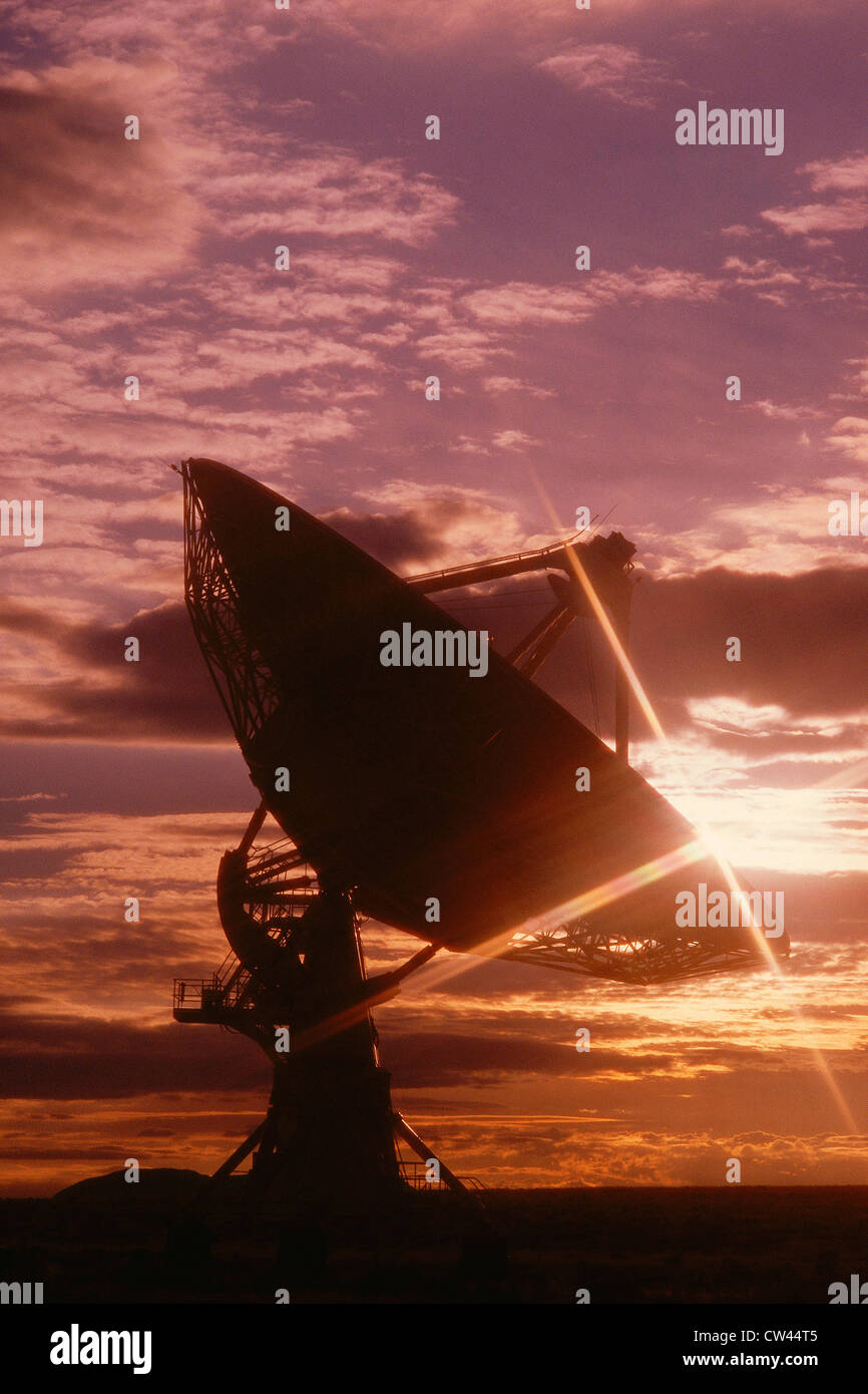 VLA Very Large Array radio telescope dish against sunset Stock Photo ...