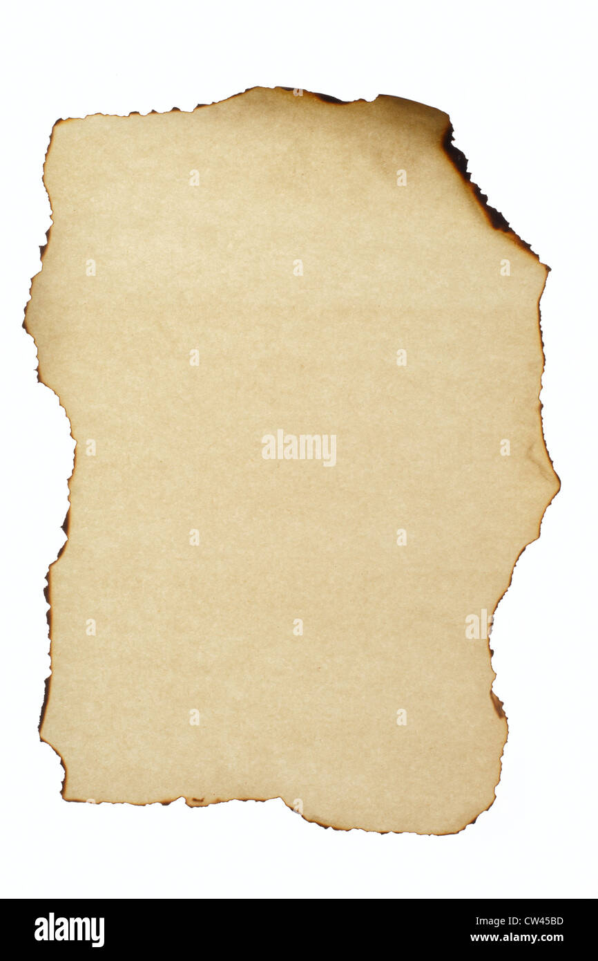 Burnt paper photo on the white background Stock Photo - Alamy