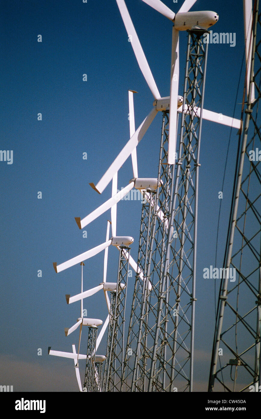 Row of wind turbines on wind farm Stock Photo - Alamy