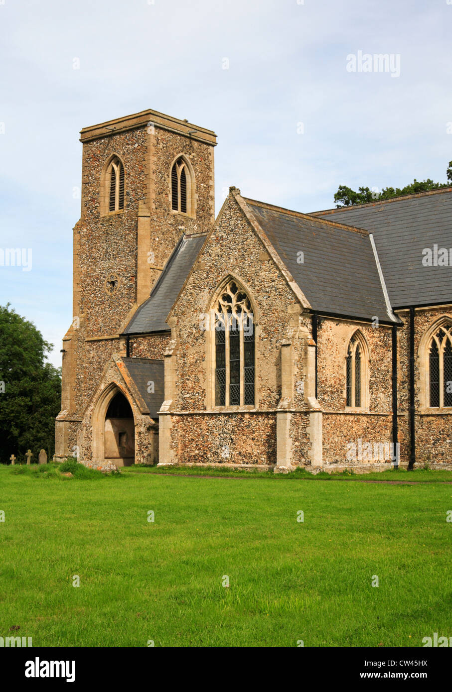 A view of the tower, south porch and transept of the parish church of ...